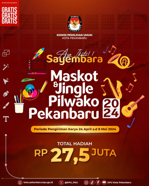 KPU Gelar Sayembara Maskot dan Jingle Pilwako Pekanbaru 2024 Berhadiah Puluhan Juta